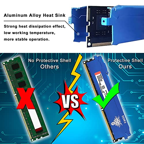 Yongxinsheng DDR3 4GB Desktop RAM 1600MHz PC3-12800 UDIMM Non-ECC Unbuffered 1.5V 2Rx8 Dual Rank 240 Pin CL11 PC Computer Memory Upgrade Module (Blue)