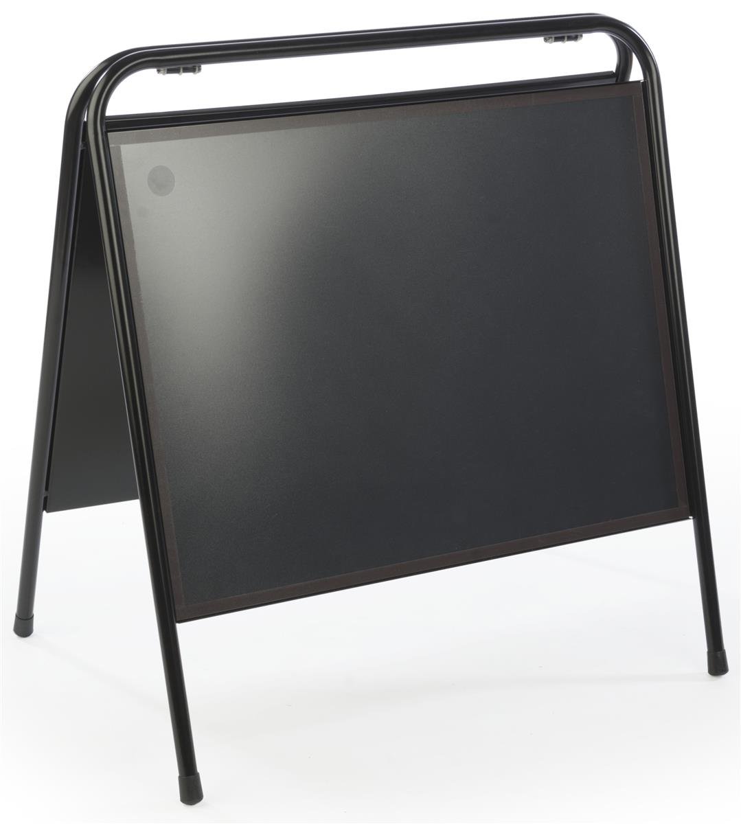 Sidewalk Sandwich Board Sign Holder, 24" x 18", Portable, Magnetic Lens (Black Steel)