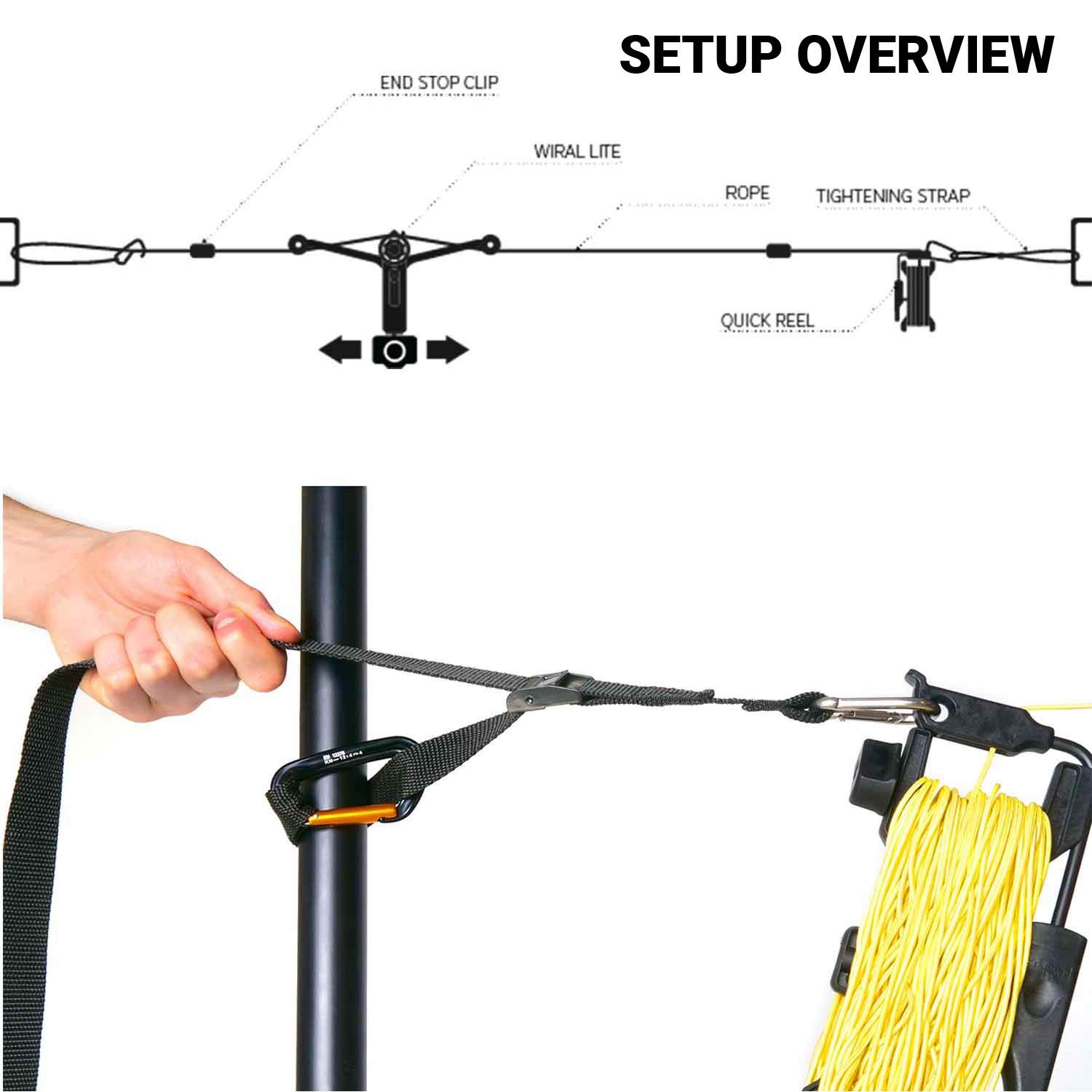 Wiral LITE Cable Cam with Remote for Action Cameras, Smartphones, 360 Camera or DSLR Mirrorless Cameras up to 3.3LBs - Includes Wiral Travel Case (2 Items)