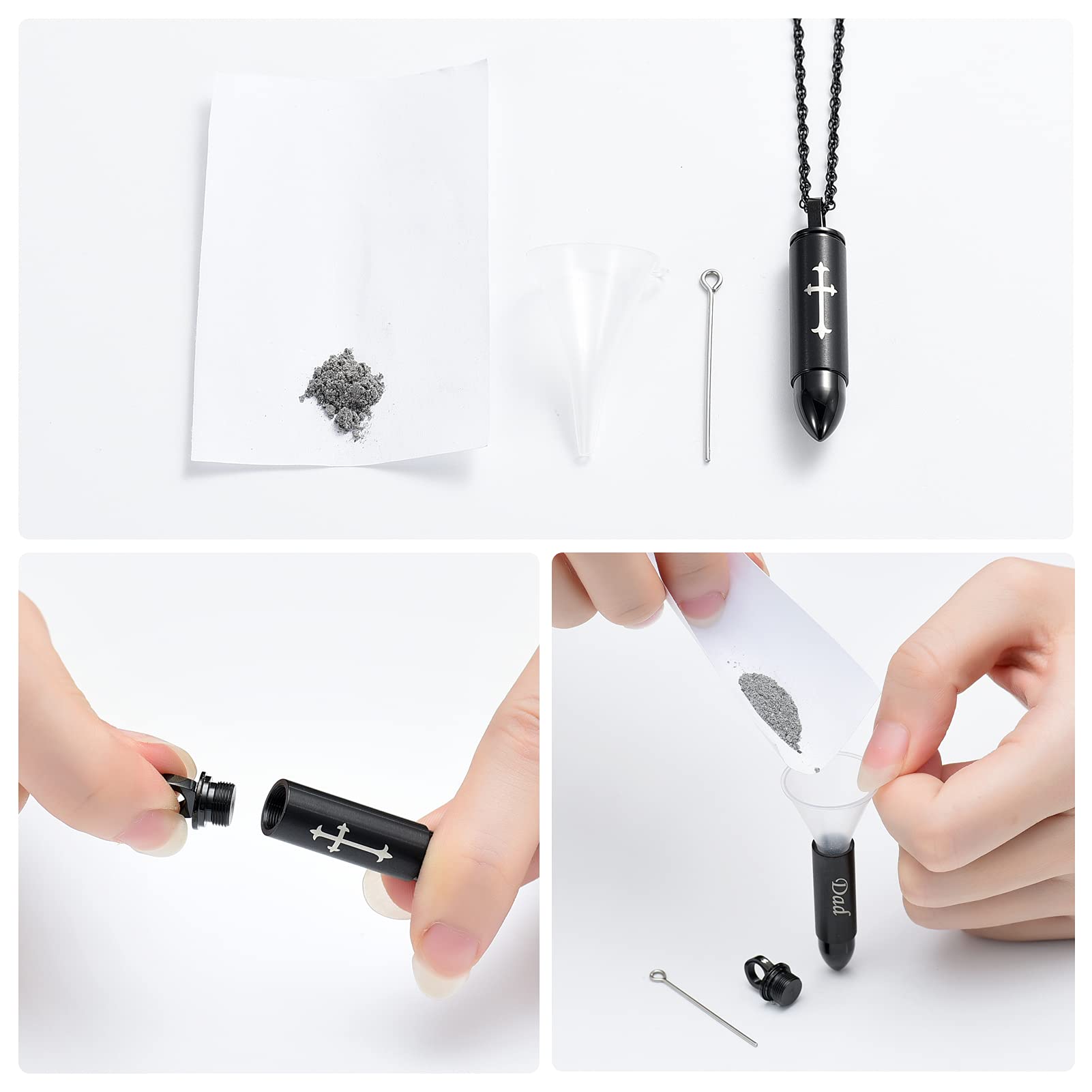 shajwo Cremation Jewelry Bullet Urn Ashes Necklace for Women Men Cylinder Keepsake Memorial Locket Pendant Ash Holder,Dad