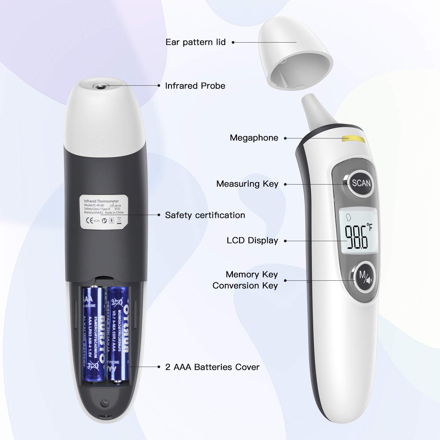 Touchless Thermometer for Adults, Forehead Thermometer for Fever, Body Thermometer and Surface Thermometer 2 in 1 Dual Mode Thermometerā¦