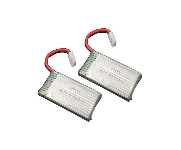 Top Race Spare Replacement Batteries Variety Pack - 3.7v 400mAh Lithium Polymer Rechargeable RC Battery Pack of 2 for TR-C385, TR-P51, RC Airplane Model and Toys, TR-F22 Flir Drones, and Crafts
