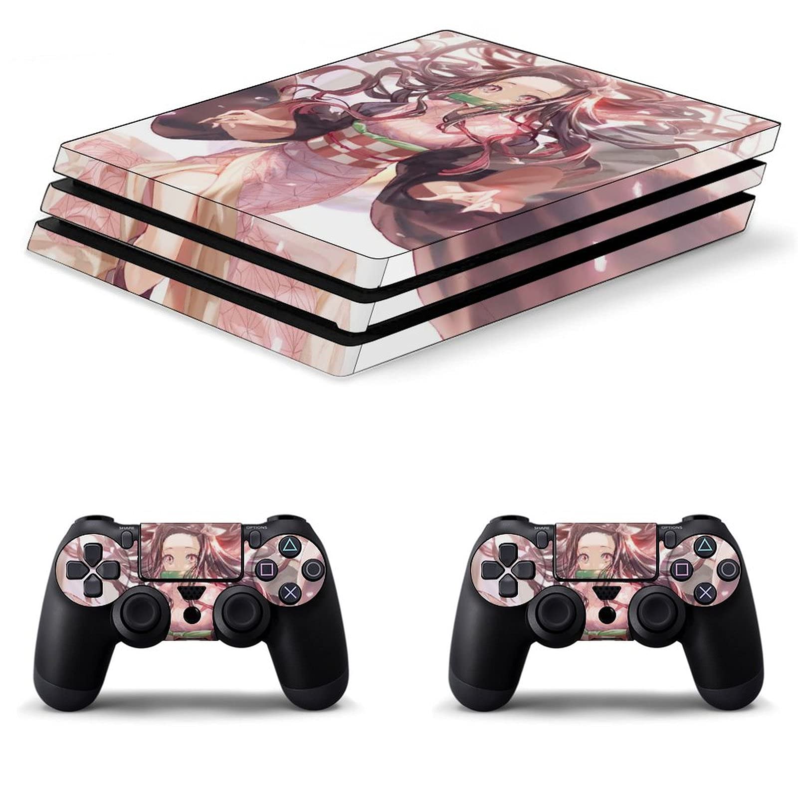 ZHENGJC Kimetsu No Yaiba_Kamado Nezuko PS4 Controller and Console Skin Sticker Protective Cover Wireless/Wired Gamepad Full Body Vinyl Decal white-style-9 for Pro