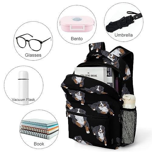 Swiss Bernese Mountain Dog Travel Laptop Backpack Casual Daypack with Mesh Side Pockets for Book Shopping Work