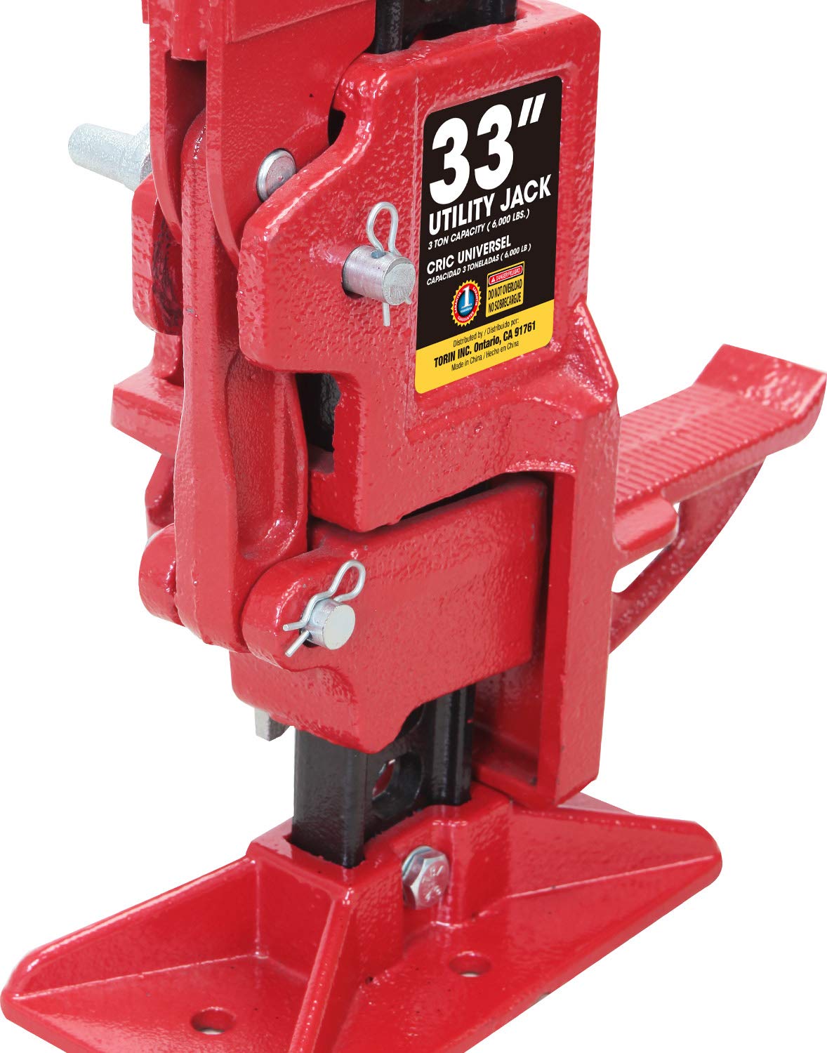 Torin ARA9446T 33" Ratcheting Off Road Utility Farm Jack, 3 Ton (6,000 lb) Capacity, Red