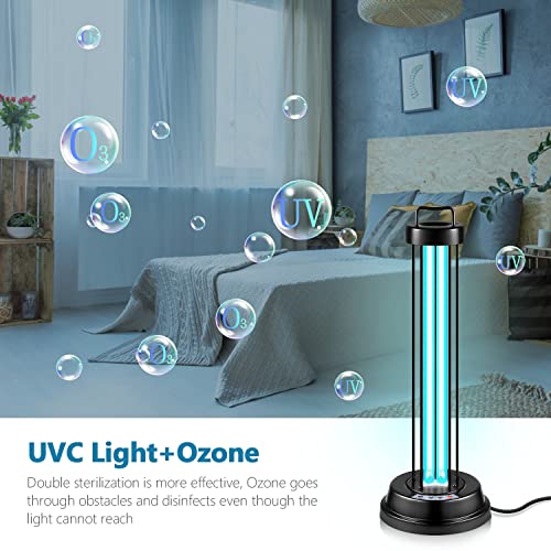 UV Germicidal Lamp Light Sanitizer with Ozone Bulb UV-C Light 46W Remote Control Timer 15 min/ 30 min / 1 Hour for Car Living Room Bedroom Household Kitchen Hotel Pet Area
