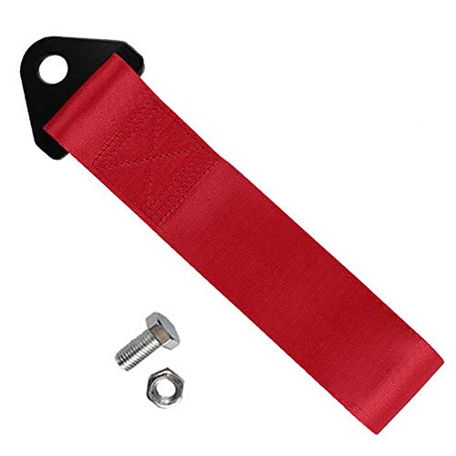 YOUNGL 8-12MM Racing Car Towing Hook Sports Tow Strap Set gh Strength Red for Vehicle Front Rear Bumper(Red)