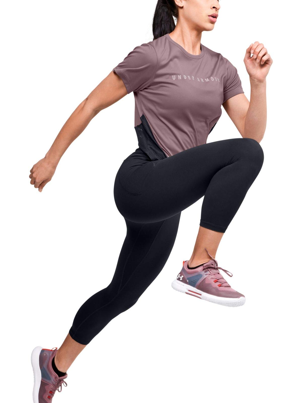 Under Armour Women's Meridian Crop Leggings , Black (001)/Metallic Silver , Medium