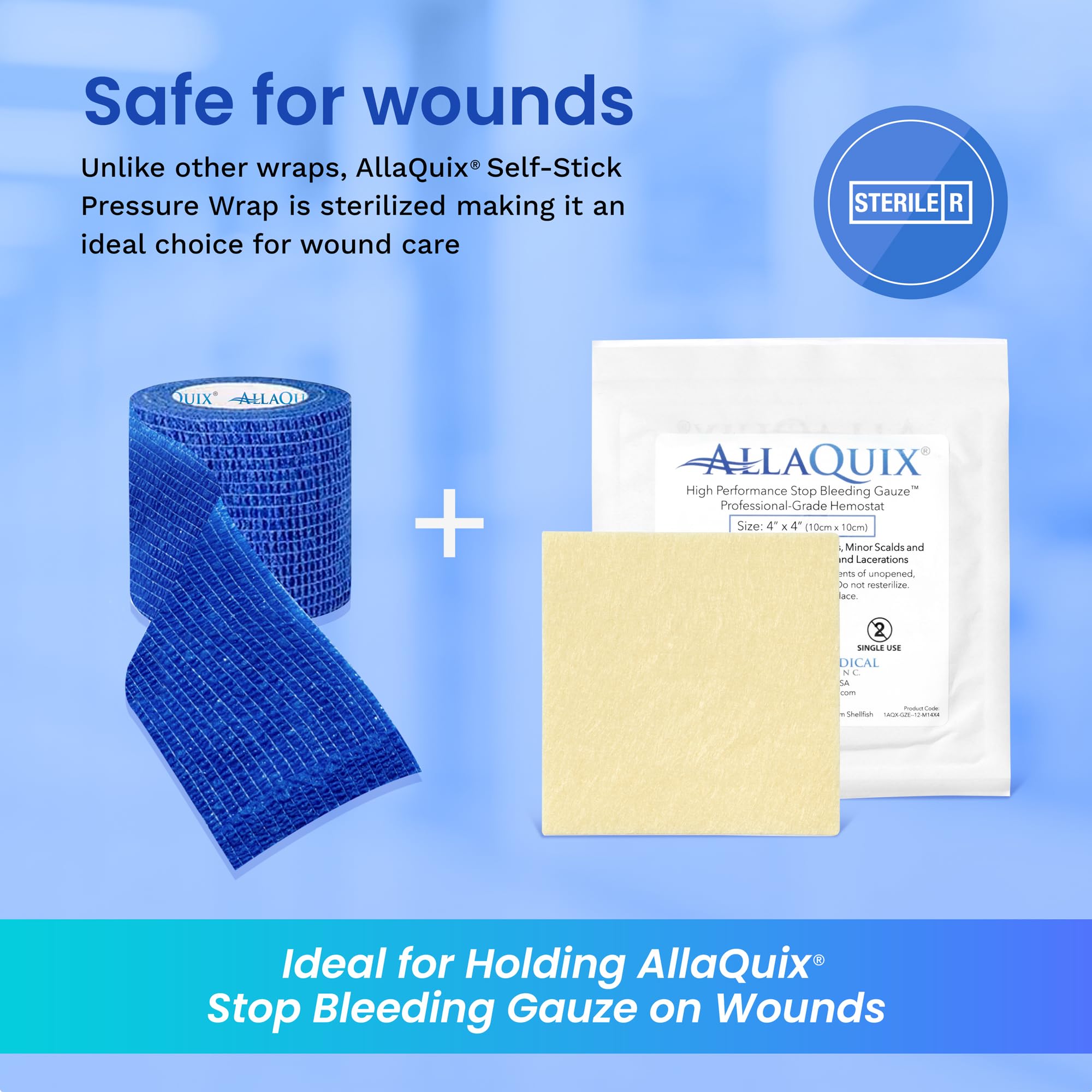 Stop Bleeding Quick Kit - First-aid with AllaQuix Stop Bleeding Gauze (Blood clotting Bandage) (Deluxe)…
