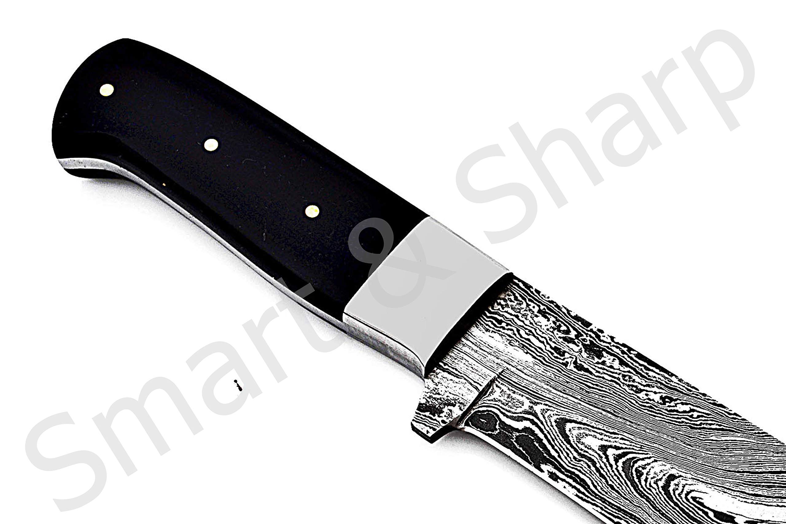 Smart & Sharp Custom Handmade Damascus Steel Hunting Knife/Skinning Knife AA-17244 and 17245 (Black Micarta)