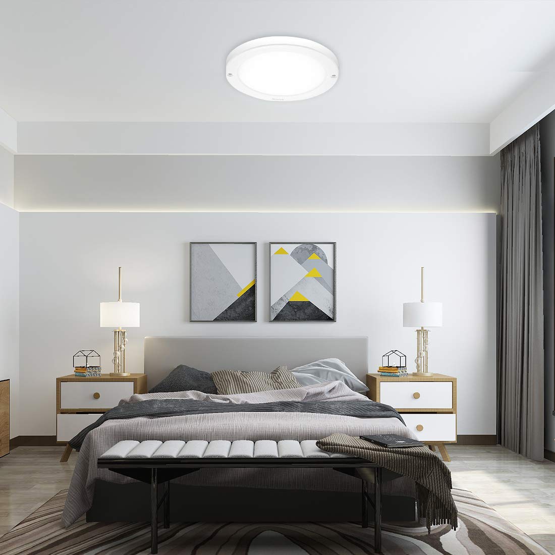 Youtob LED Flush Mount Ceiling Light, 15W 100 Watt Equivalent, 1200lm White Round Lighting Fixture for Kitchens, Closets, Stairwells, Basements, Hallways, Laundrys(Cool White 4000K-White)
