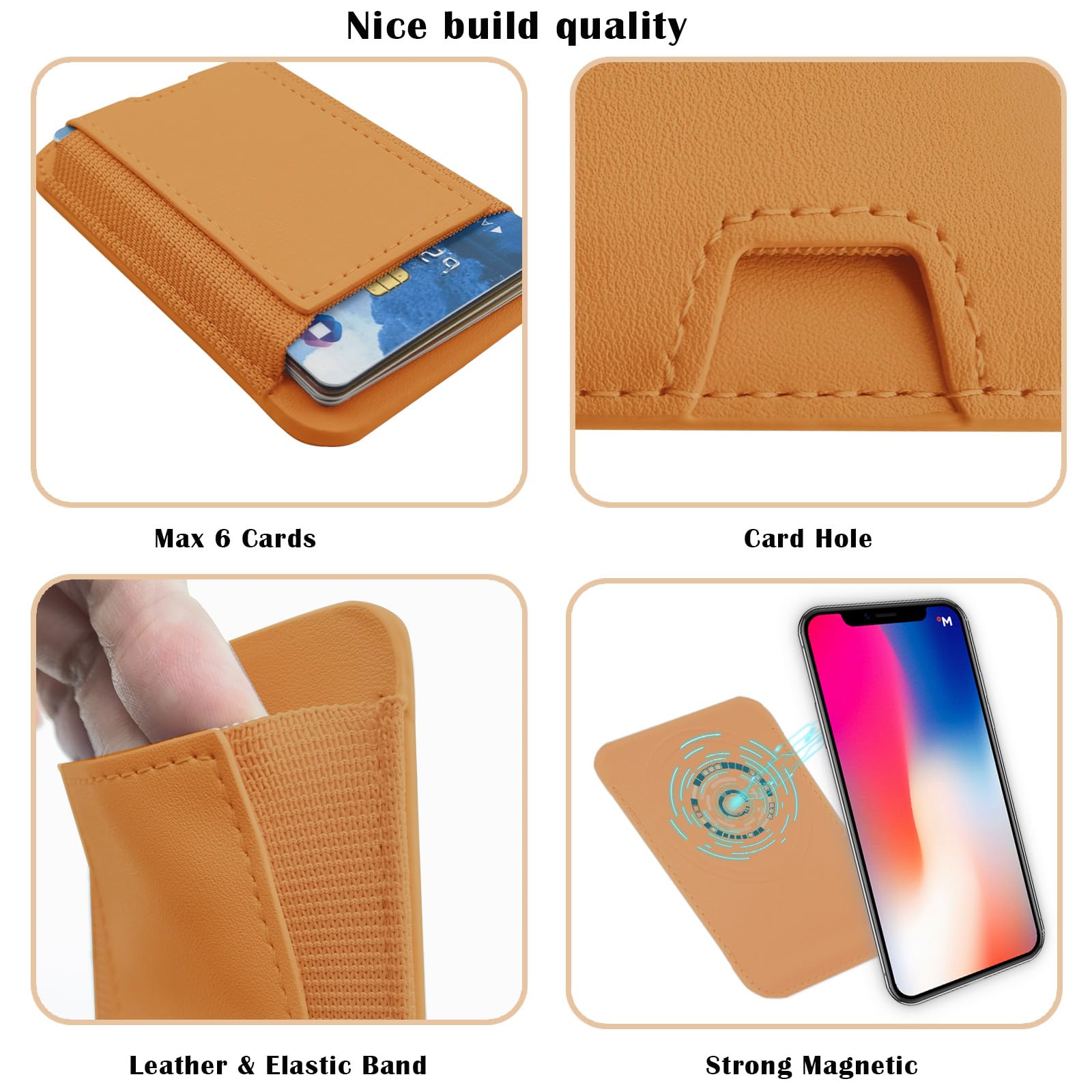 Rxuiael Stretchy Magsafe Wallet for iPhone 12 & 13 & 14 & 15 Series Magnetic Wallet Card Holder Apple Wallet for Women Men,Fit 6 Cards (Yellow)