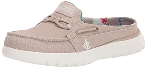Skechers womens On-the-go Flex Canvas Mule Boat Shoe, Taupe, 6 US