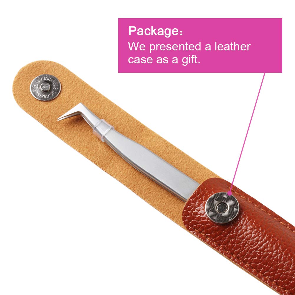 Volume Tweezers 3d 6d Made Fans Eyelash Extensions Tweezer for Easy Fan Volume Lashes Curved Point Stainless Steel Precision Anti Static Lash Extension Tweezers Leather Pack
