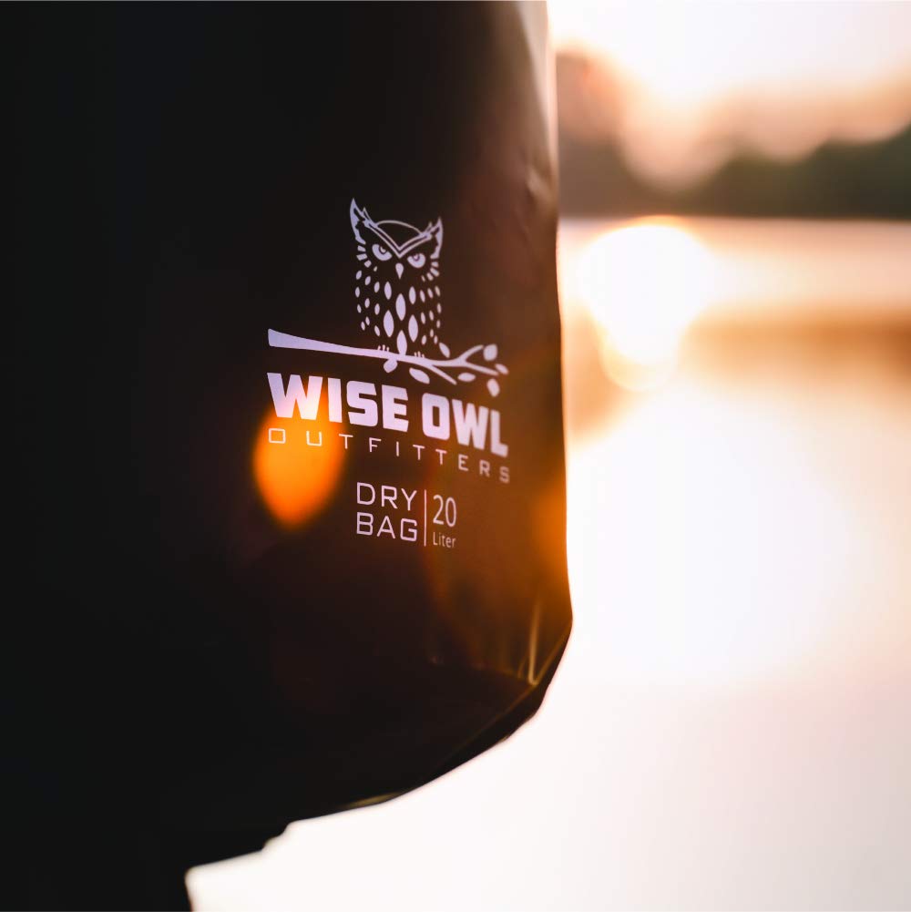 Wise Owl Outfitters Waterproof Dry Bag Backpack - Thick, Durable Water Bag for Kayaking, Camping, Boating, Beach and Outdoor Water Sports - Blue Clear, 20L