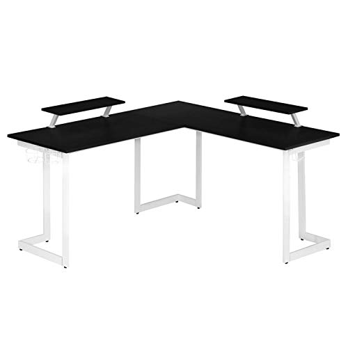 Techni Sport Warrior L-Shaped Gaming Desk with MDF Panel, Computer Desk with Scratch Rust Resistance Steel Frame, White