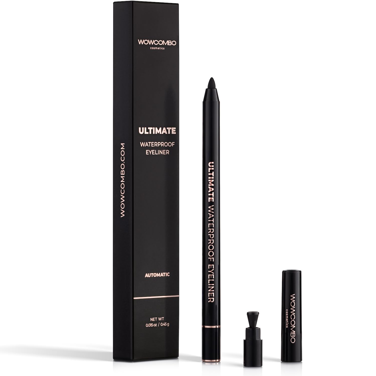 WOWCOMBO Ultimate Waterproof Eyeliner Pencil with Built-in Sharpener - Smudge-Proof - Long Lasting - Stays On All Day - Creates Bold & Defined Lines - Eye Makeup for All Ages & Skin Types (BLACK)