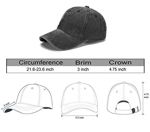 Waldeal Women's Adjustable Embroidered Mom Life Hat Vintage Washed Baseball Cap Black