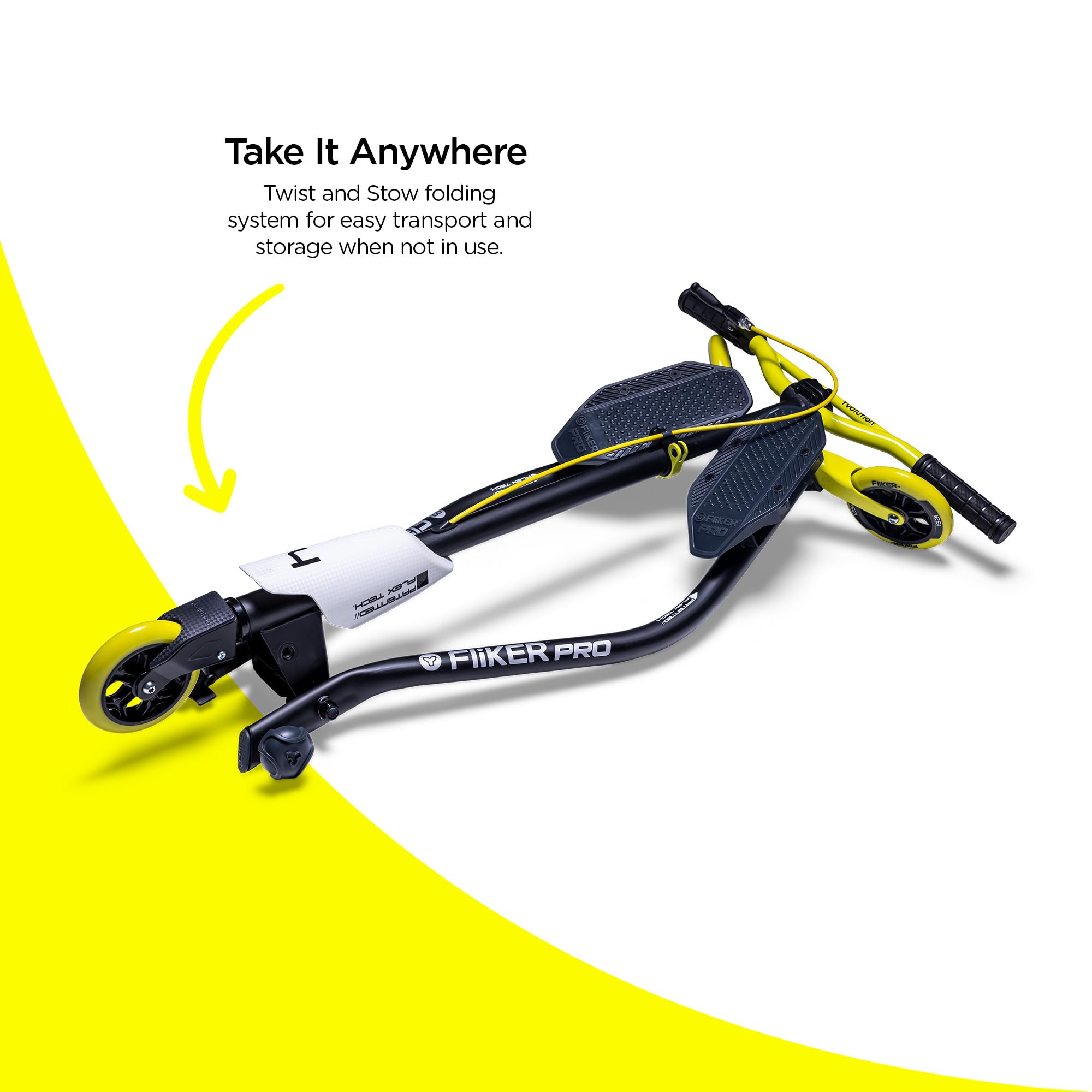 Yvolution Y Fliker Carver C3 Wiggle Scooter 3 Wheels Foldale Swing Scooter Self-Propelling Drifting Scooter for Kids Age 7+ Year