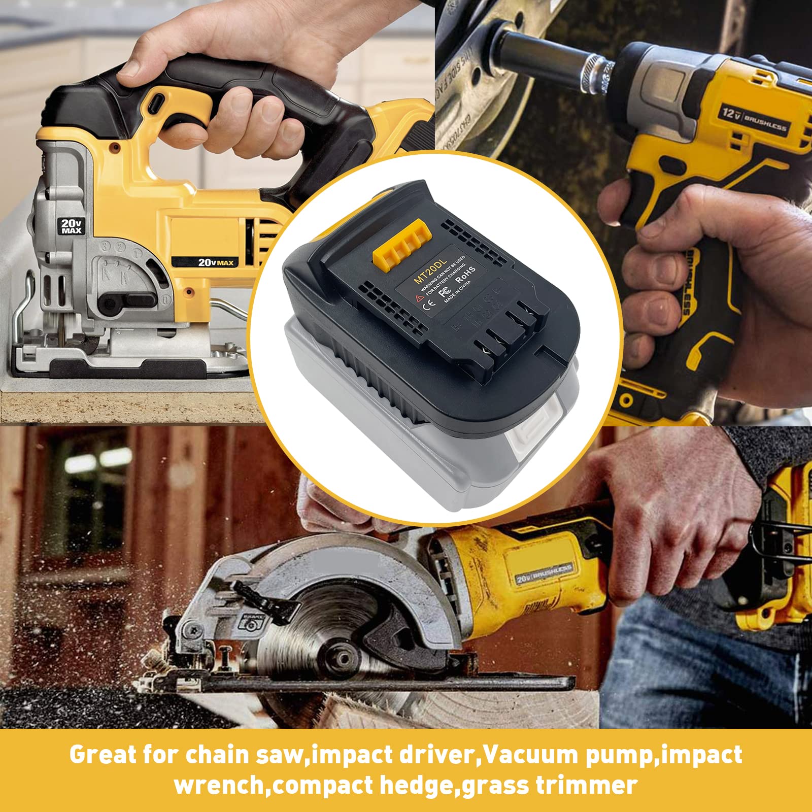 ZDTZAN MT20DL Battery Adapter for Makita 18V Li-ion Battery use on Dewalt 20V Battery Tool, Convert for Dewalt 18V 20V DCB200 Li-ion Battery Cordless Power Tools
