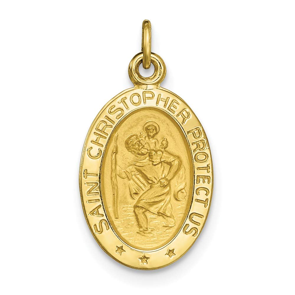Sonia Jewels 10k Yellow Gold Solid Satin Polished St. Christopher Pendant (25mm x 11mm)