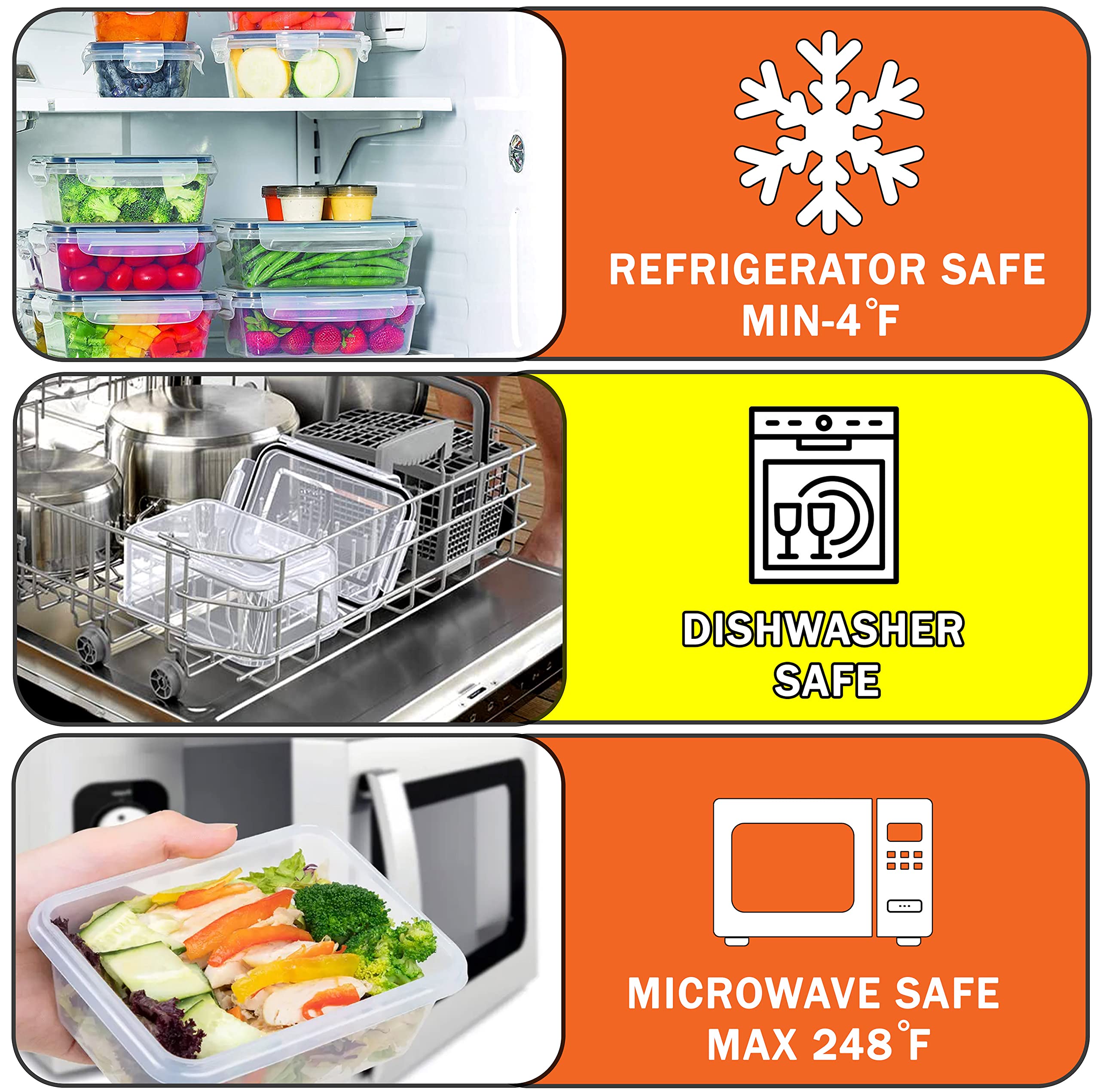 RKINC Food Storage Containers Lids set [48 Pack - 24 Container + 24 Lids], BPA-Free Plastic Airtight, Leak Proof Meal Prep Container for Pantry Organization, Dishwasher, Microwave and Freezer Safe