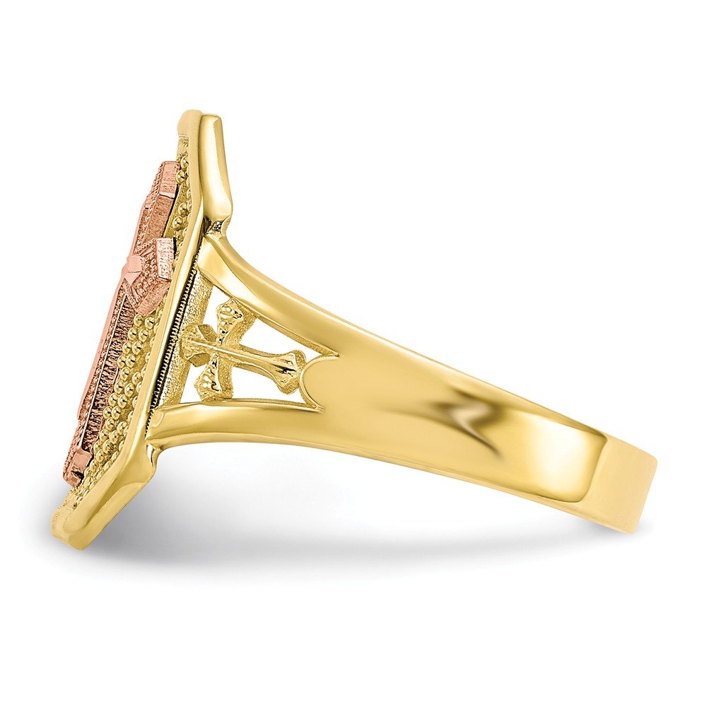 Sonia Jewels Size - 9-10k Two Tone Filigree Cross Crucifix Ring (3 to 15 mm)