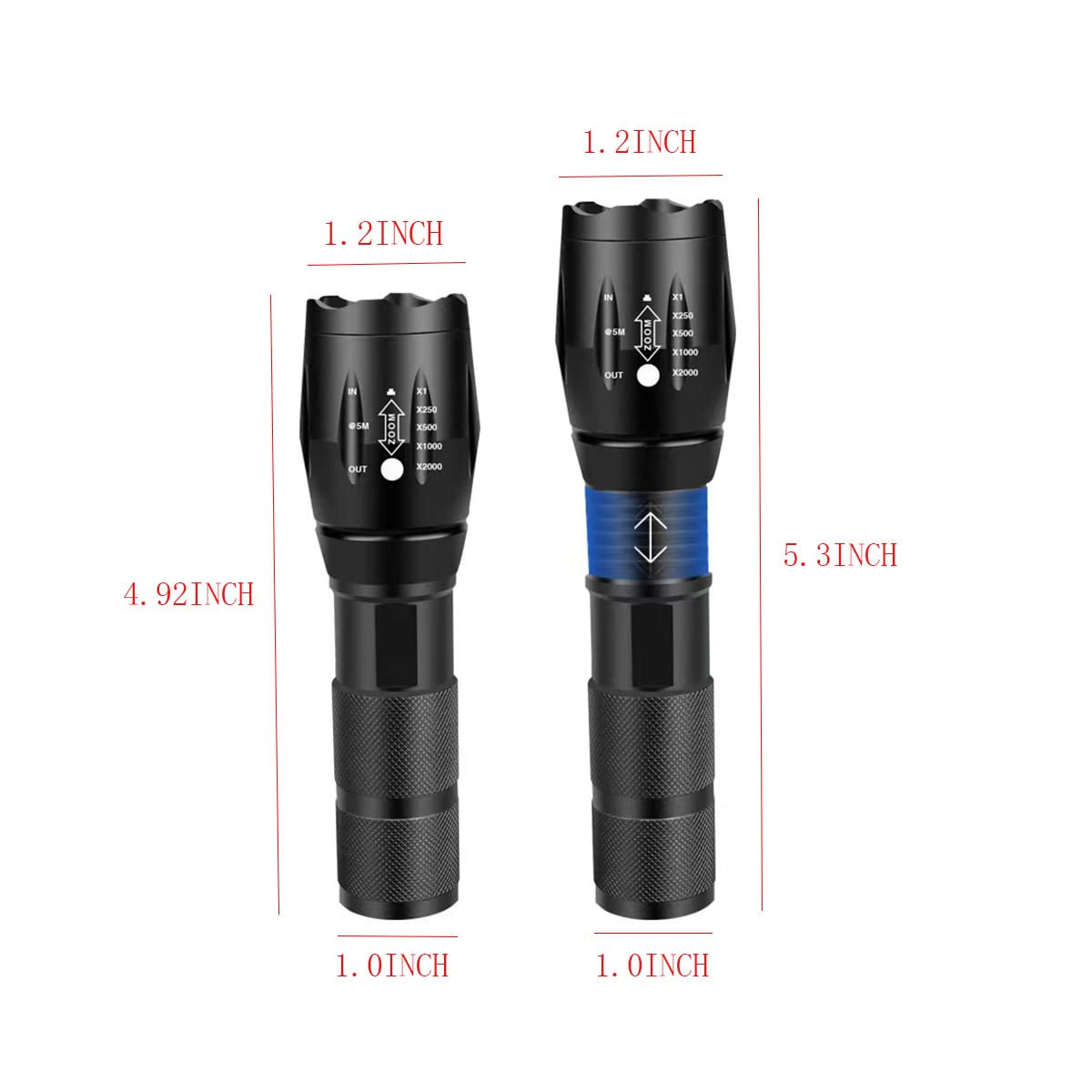 YZYOE Rechargeable red Light Flashlight,Tactical Flashlights, 2 in 1 White Lights and LED Red Hunting Light,2 Modes, Coon Hunting Lights, Detector,Night Observation, Astronomy, Aviation.
