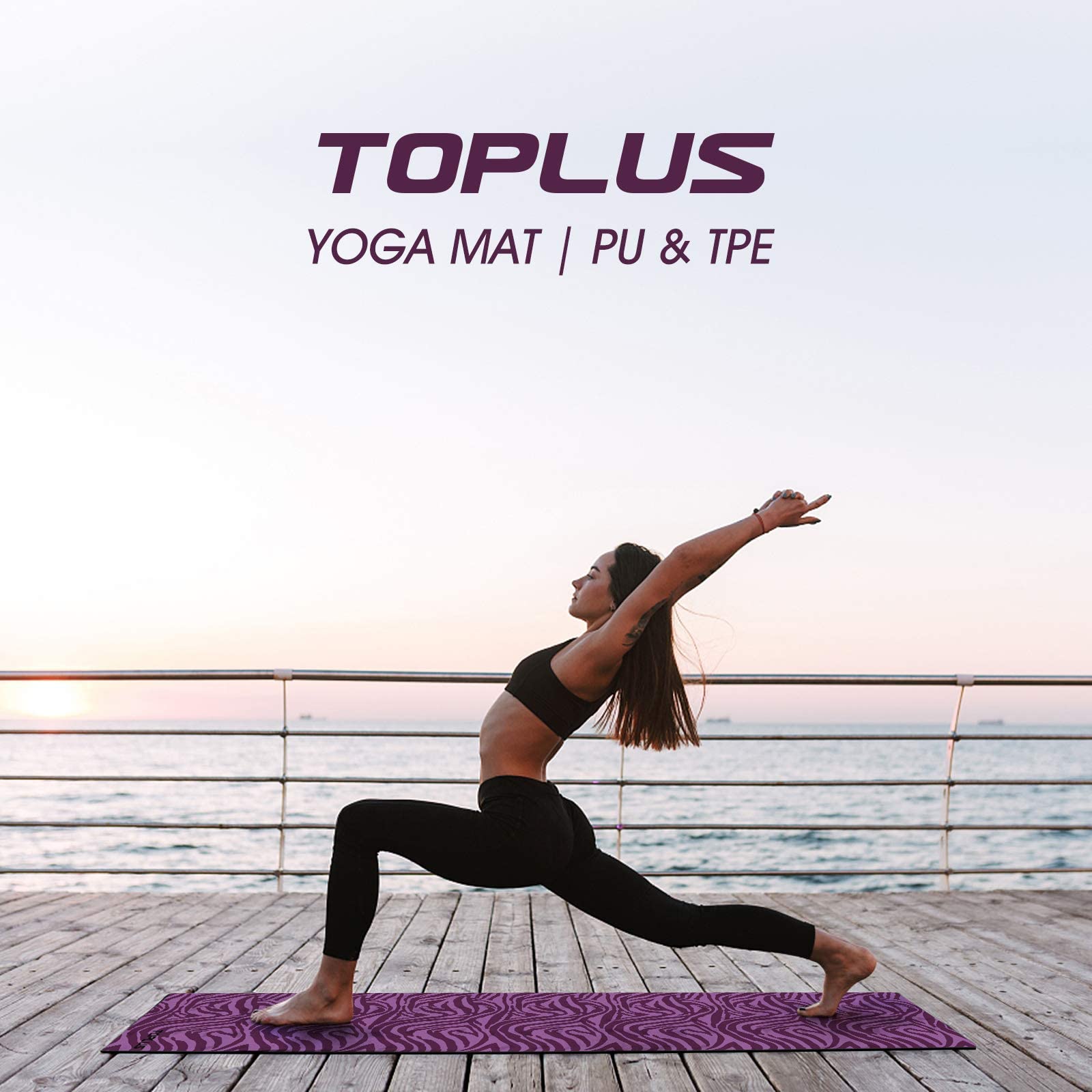Yoga Mat, TPE Yoga Mat Fitness Exercise Mat with Strap