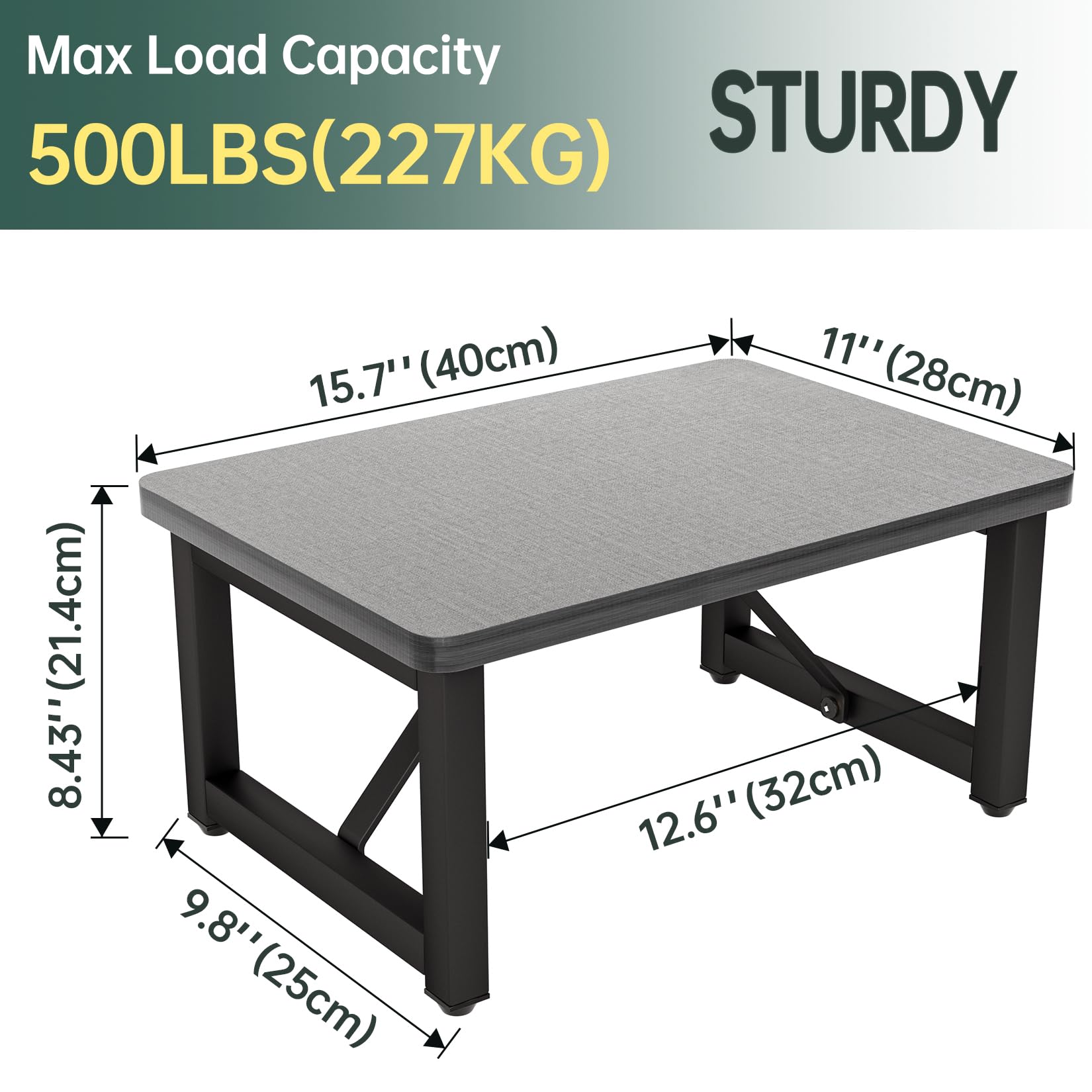 SZLHANJZ Step Stool, Small Step Stool for Adults Kids, Wooden & Metal Foot Stool, One Step Stool for Bedside and Closet, 500-LBS Load Heavy Duty Step for Living Room Bedroom, Gray