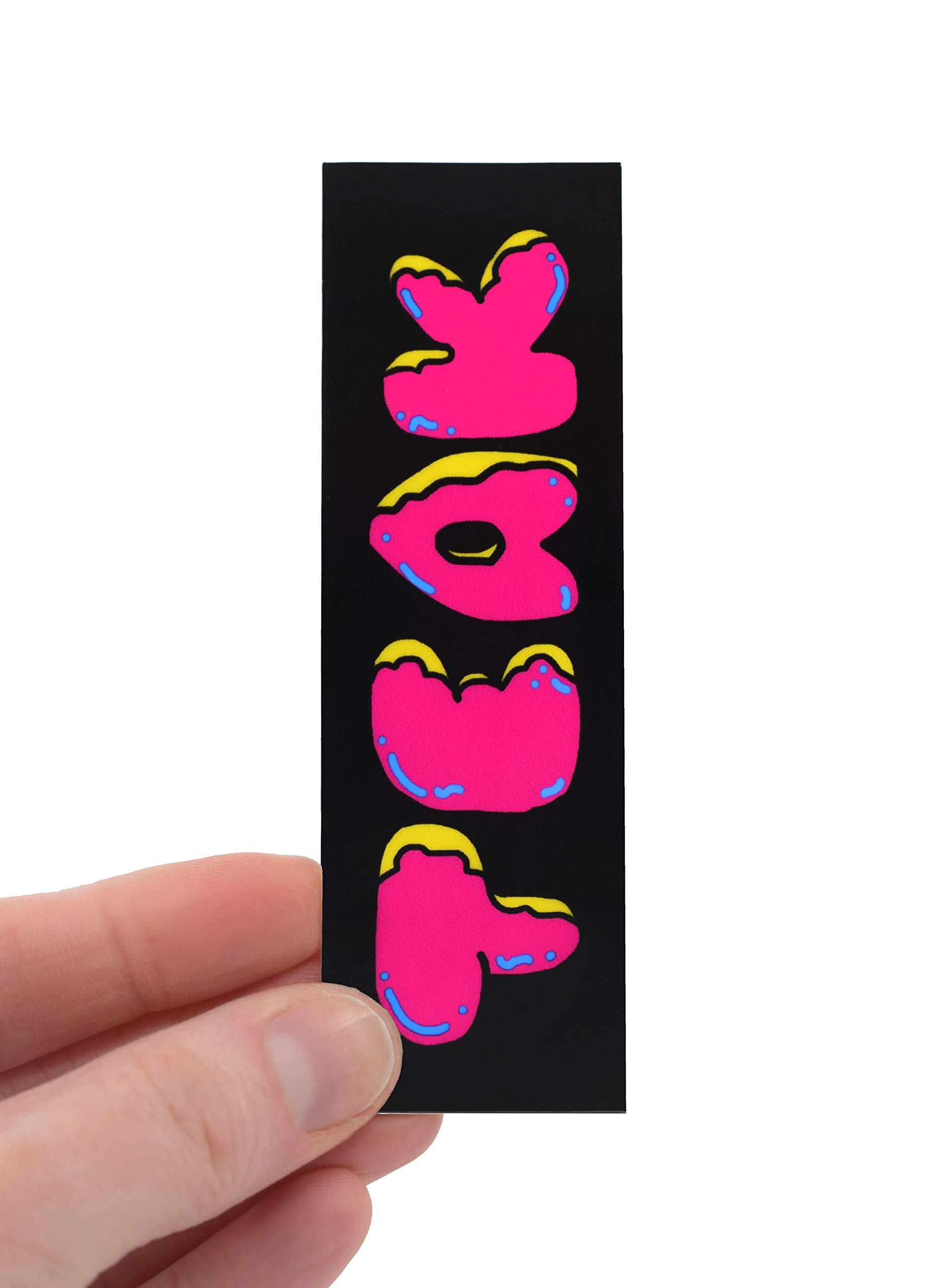Teak Tuning Fingerboard Deck Graphic, Donut Logo - Adhesive Graphics to Customize Your 32mm - 110mm Long, 35mm Wide, 0.2mm Thick - Waterproof Vinyl