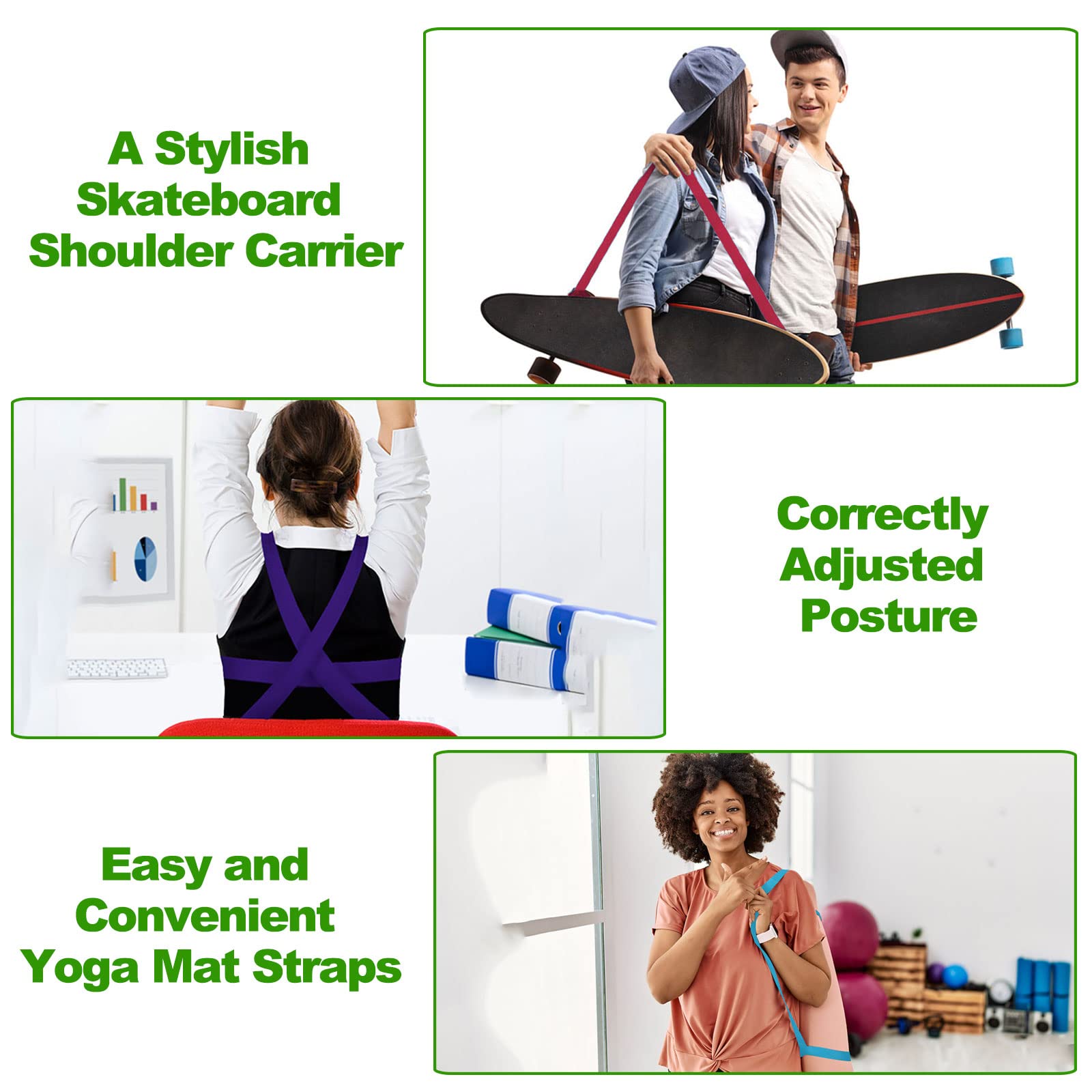 Yoga Strap,Skoye 5-Pack Yoga Exercise Adjustable Straps 6Ft OR 8Ft with D-Ring Buckle, Non-Elastic Yoga Straps for Pilates,Physical Therapy,Improves Sitting Posture for Women & Men (1.5" X 8FT)