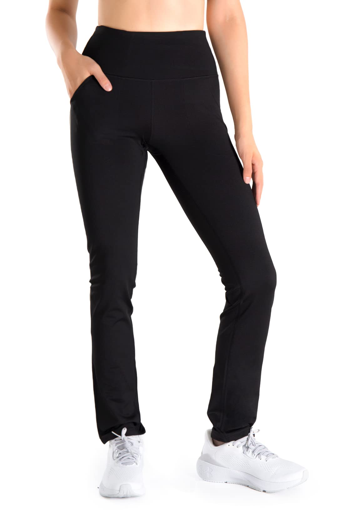 Yogipace,2 Back Pockets,Women's 33" Fleece Lined Thermal Yoga Straight Leg Warm Sweatpants Winter Snow Pants,Black,Size M