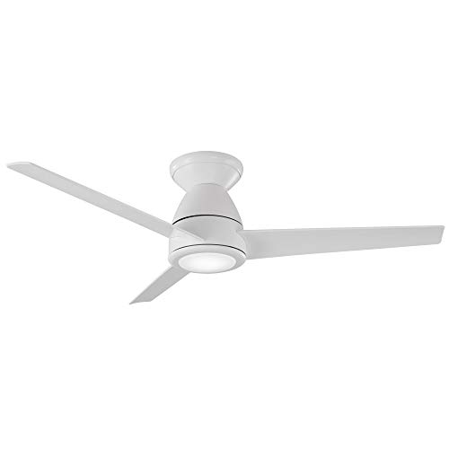 Tip Top Smart Indoor and Outdoor 3-Blade Flush Mount Ceiling Fan 44in Matte White with 3000K LED Light Kit and Remote Control works with Alexa, Google Assistant, Samsung Things, and iOS or Android App