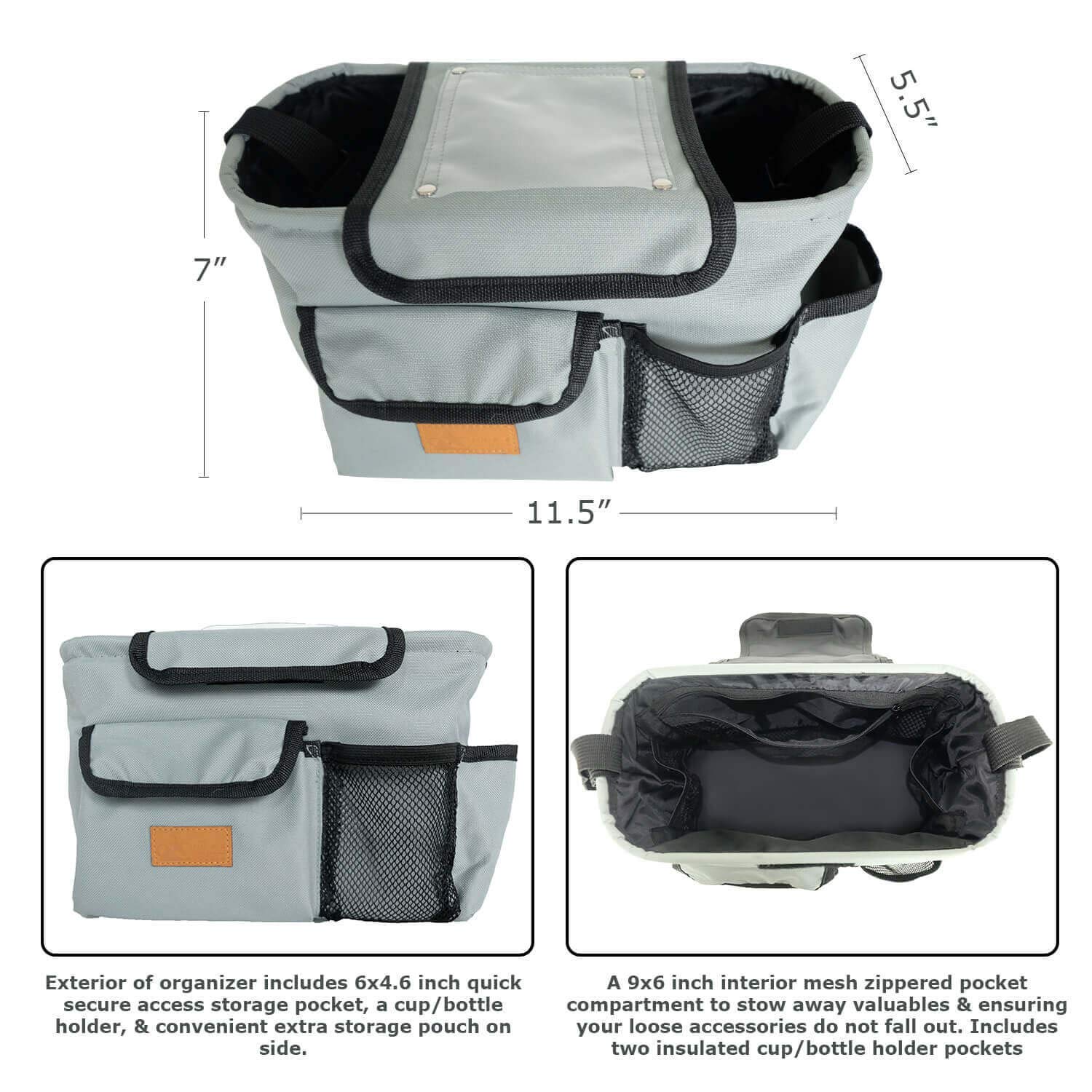 Stroller Organizer With Cup Holders - Carry-All Parent Organizer | Universal Secure Fit, Extra Storage, Easy Installation, Non-Slip | Stroller Accessories Bag | Caddy Parent Console | Shower Gift