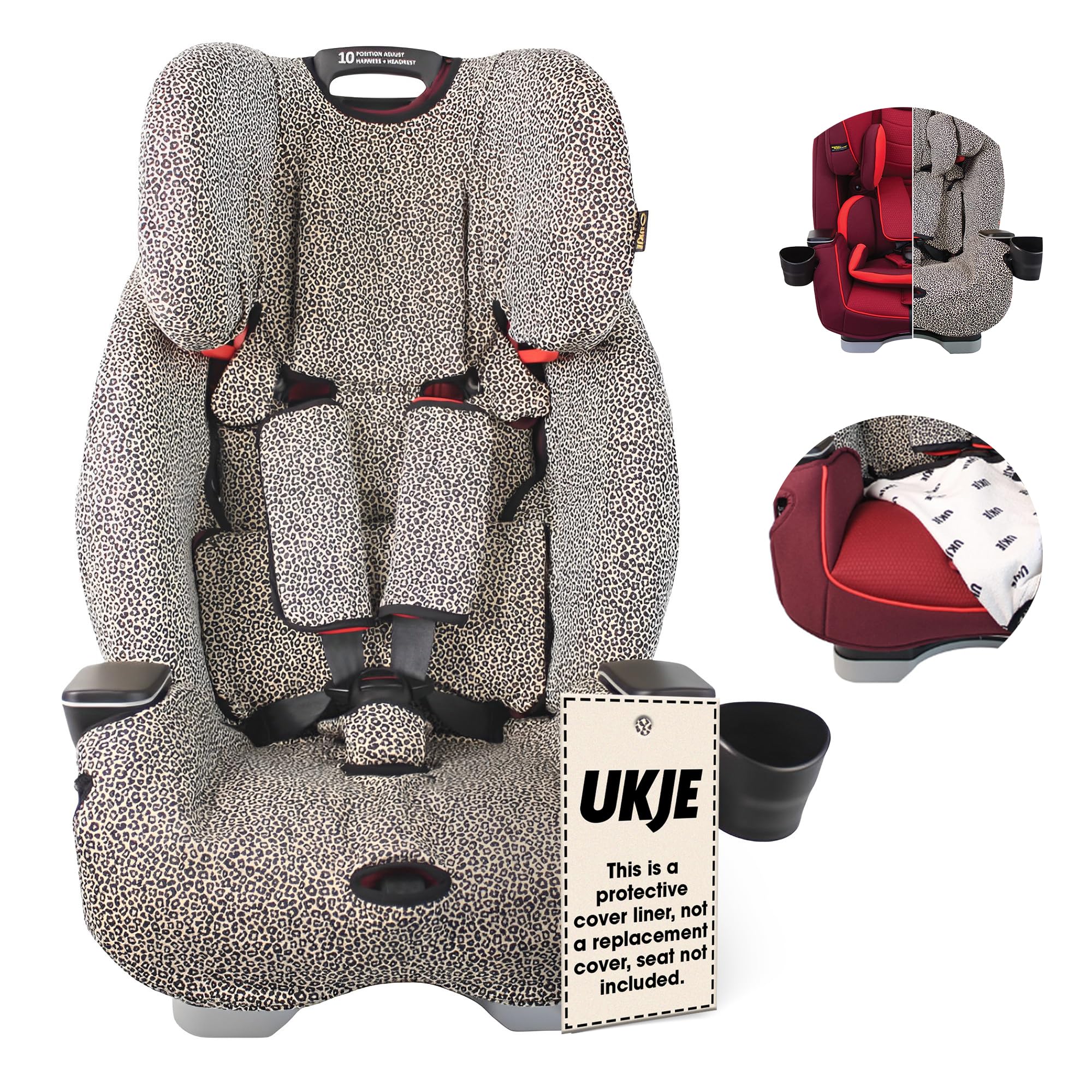 UKJE Protective Car Seat Cover - Compatible with Graco Slimfit 3-in-1 Convertible Car Seat, Slim Fit Car Seat, Car Seat Liner, Car Seat Protector, Convertible & Comfortable Seat Cotton Cover - Leopard
