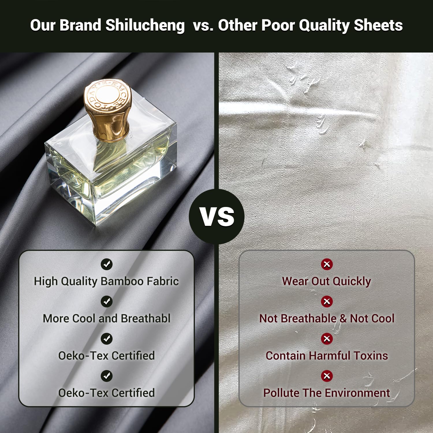 Shilucheng 4-Piece Full Size Sheets Set,Rayon Derived from Bamboo_,Cooling & Breathable Bed Sheets, Silky Bedding Sheets & Pillowcases, 16 Inch Deep Pockets (Full,Dark Grey)