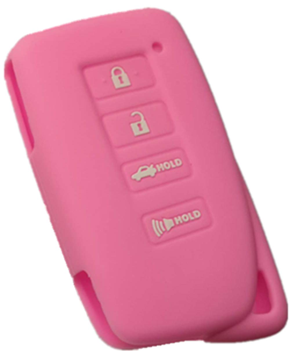 RUNZUIE Silicone Keyless Entry Remote Key Fob Cover Case Protector Shell Fit for Lexus NX300h ES350 GS350 GS300h GS450h Pink 4 Buttons