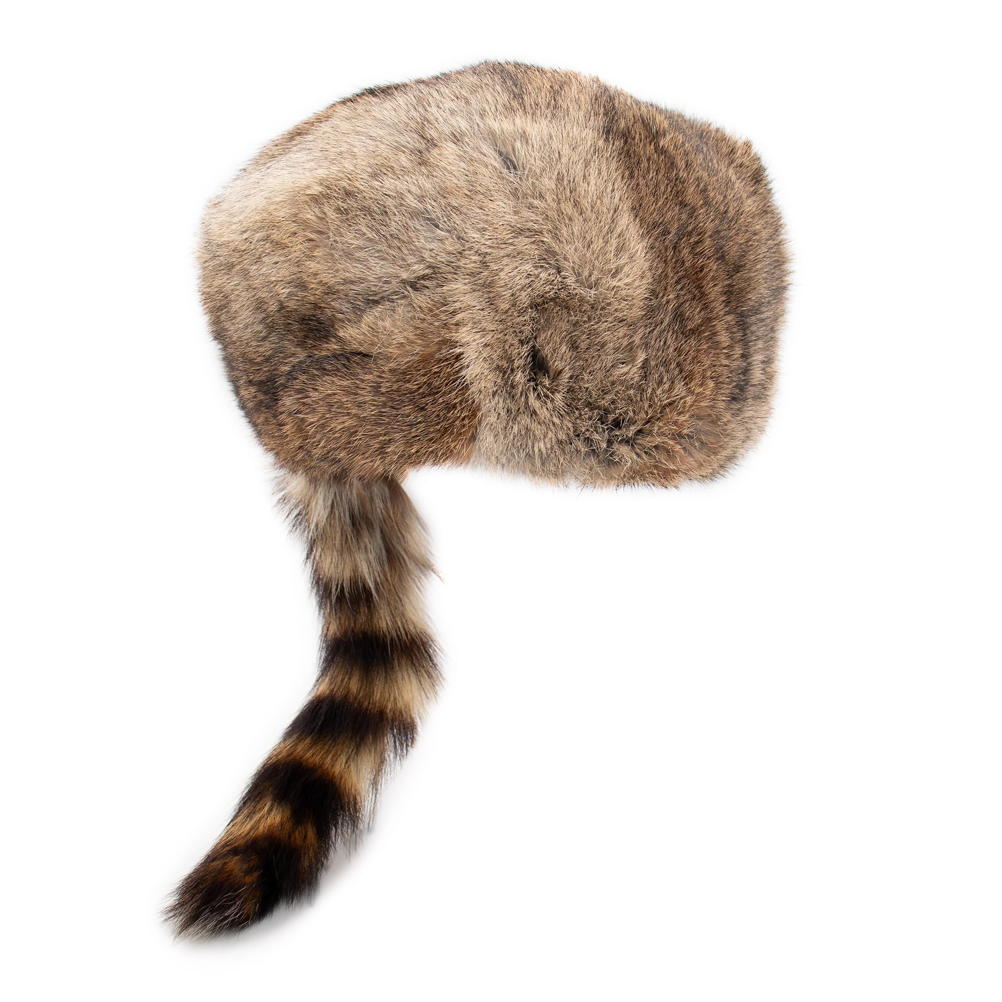 surell Coonskin Davy Crockett Hat - 100% Real Rabbit Fur Hat - Rabbit Fur Crown - Raccoon Tail Hat - Genuine Fur Crown - Unisex Winter Hat for Cold Weather - Brown