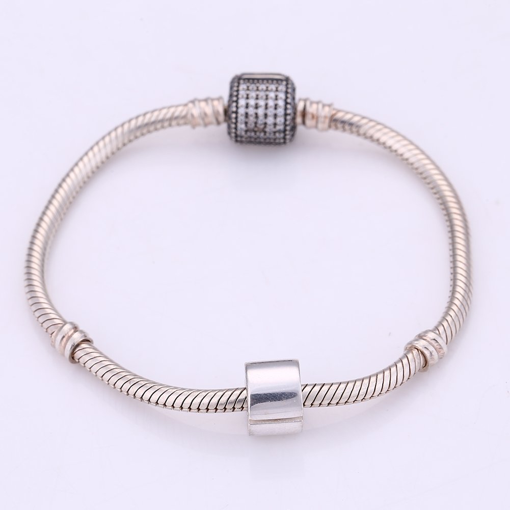 SOUKISS Soulbeads Authentic Sterling Silver Charm Clip Lock Stopper Bead Fit Bracelets,Valentines Day Gifts (shiny round)