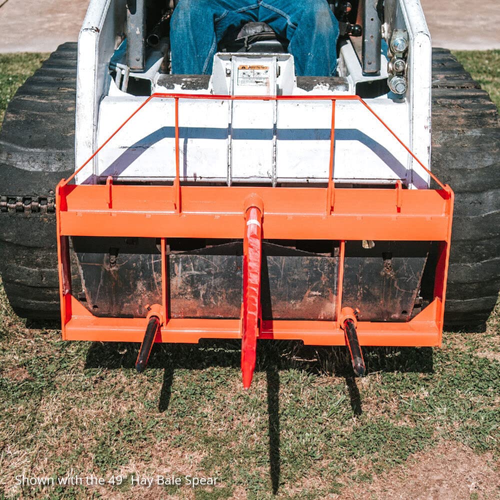 Titan Attachments UA USA Made Orange Hay Frame Attachment, 49" Hay Spear and Stabilizers, Rated 4,000 LB