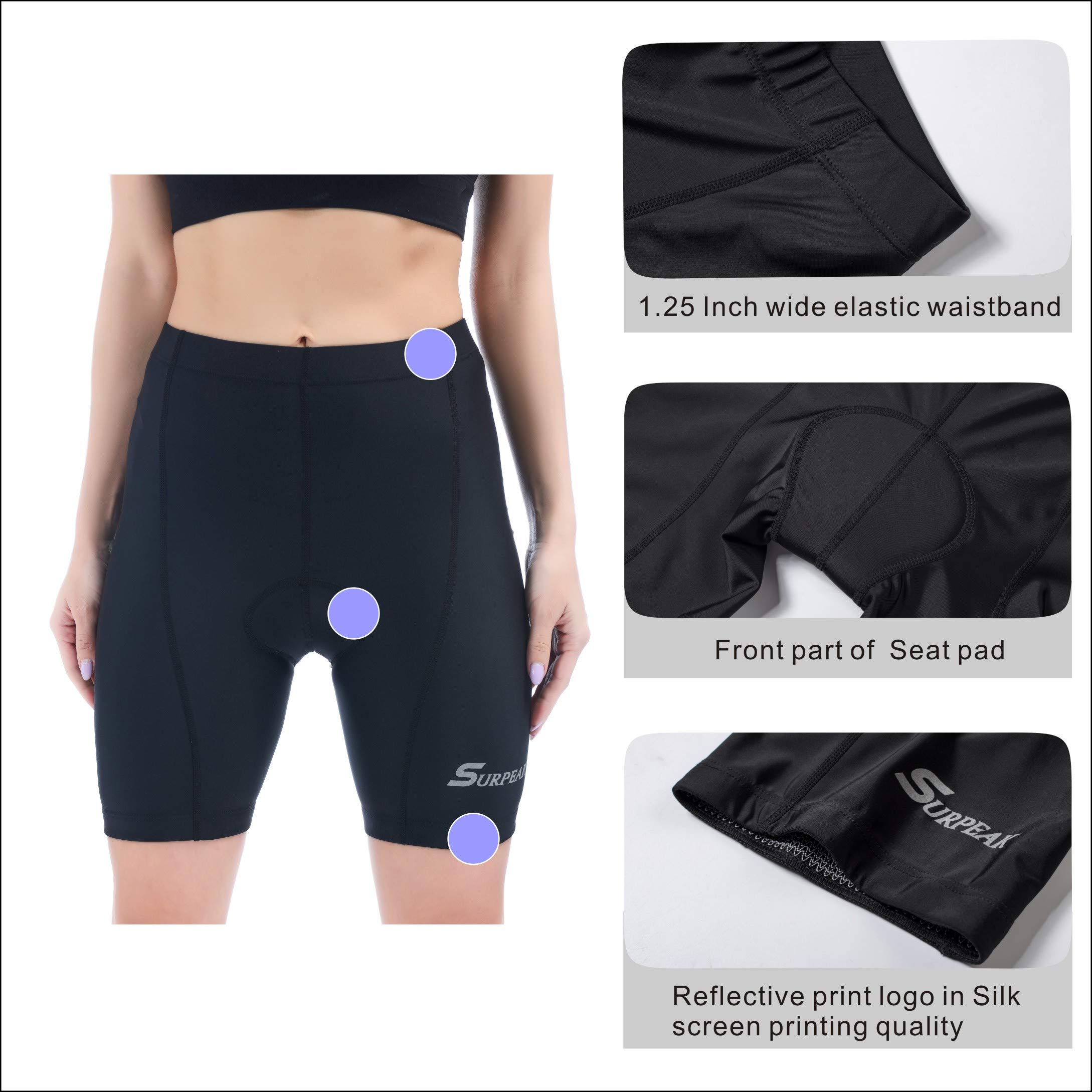 Women Cycling Bike Shorts Padded - Breathable Bicycle Riding Tight Shorts with 3D Pad (Large) Black