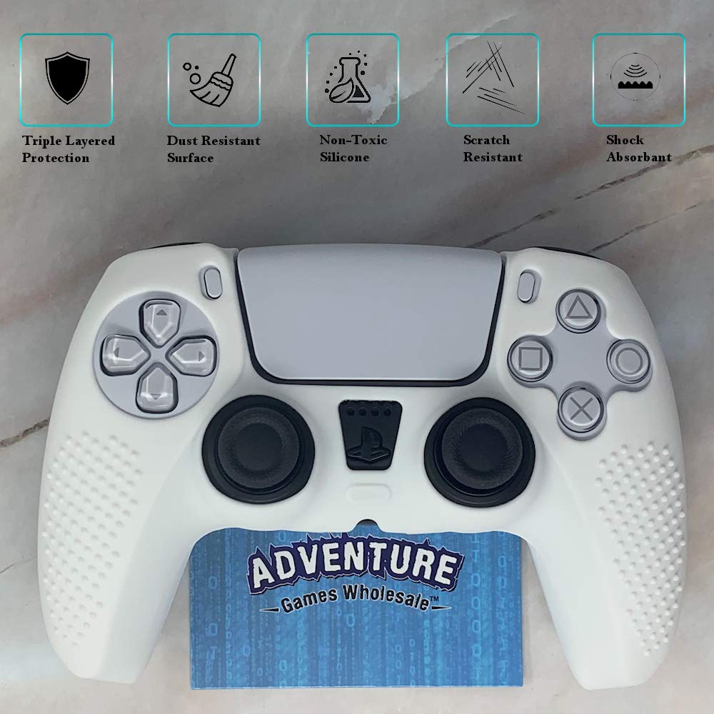 Ultra White - Silicone Controller Skin Grip Anti-Slip Cover Protector Case - Compatible with PS5 DualSense Controller