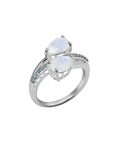 YoTreasure 1.96 Ct. Moonstone London Blue Topaz 925 Sterling Silver Engagement Ring