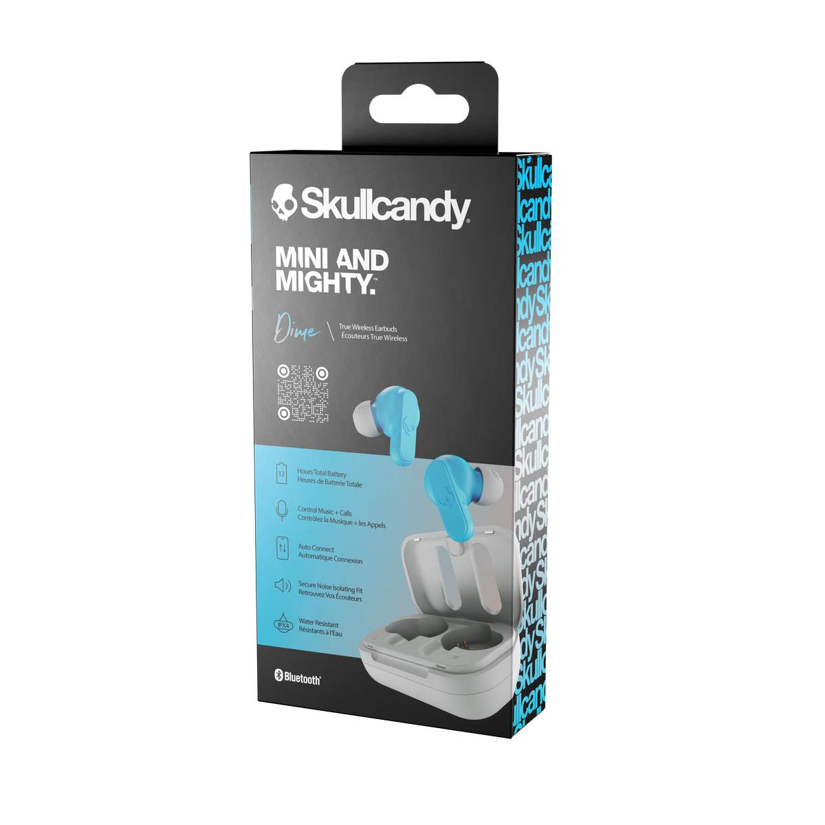 Skullcandy Dime In-Ear Wireless Earbuds, 12 Hr Battery, Microphone, Works with iPhone Android and Bluetooth Devices - Grey/Blue