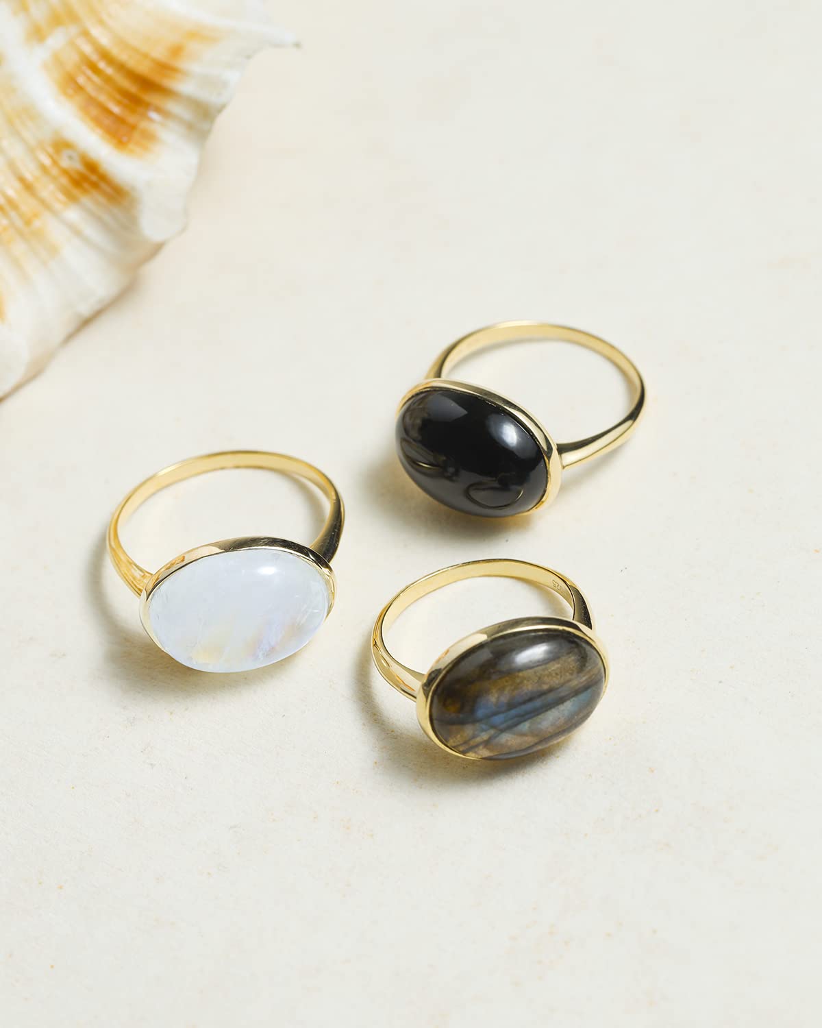YoTreasure Labradorite Ring 14k Gold Over 925 Silver Oval Shape Gemstone Jewelry
