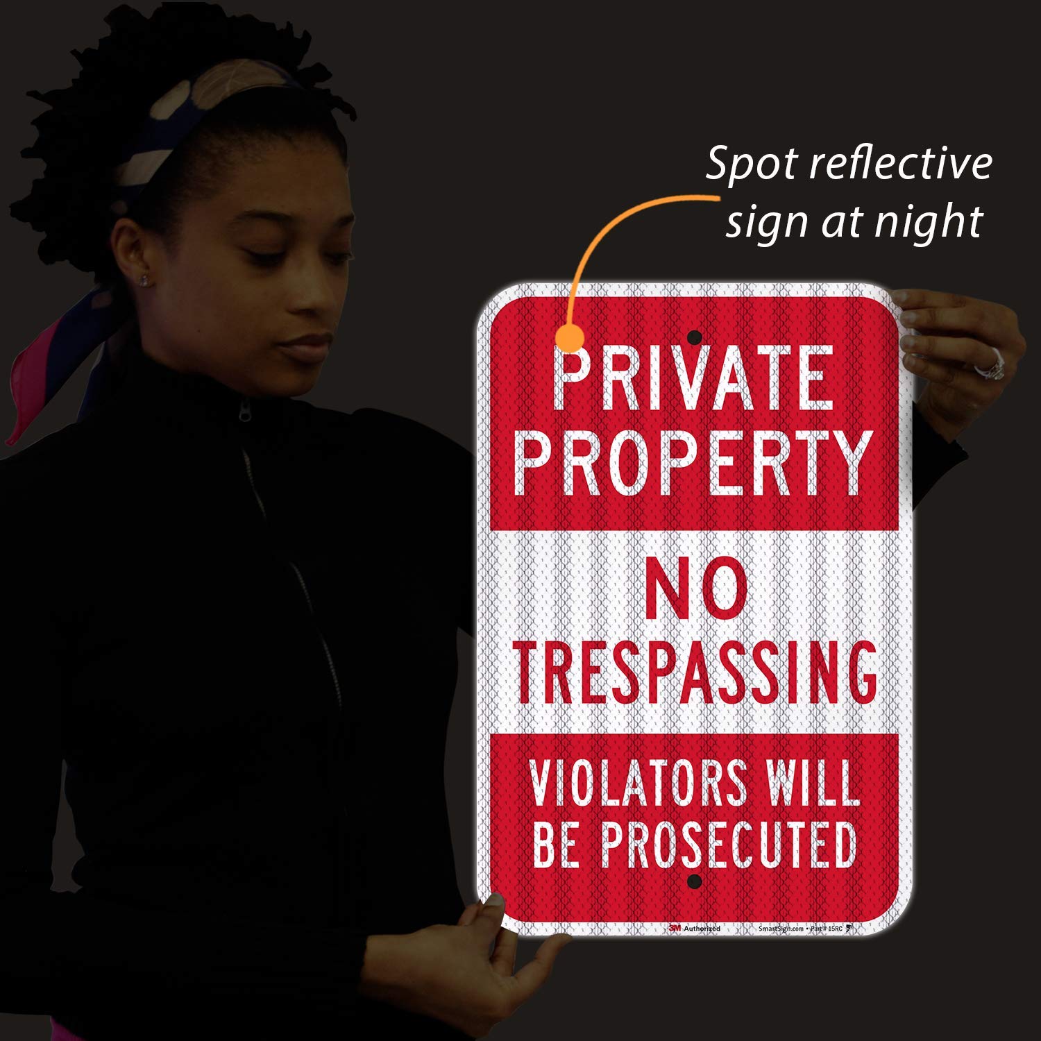 SmartSign Private Property No Trespassing Sign, Violators Prosecuted Sign, 12 x 18 Inches 3M High Intensity Grade Reflective Aluminum, USA Made