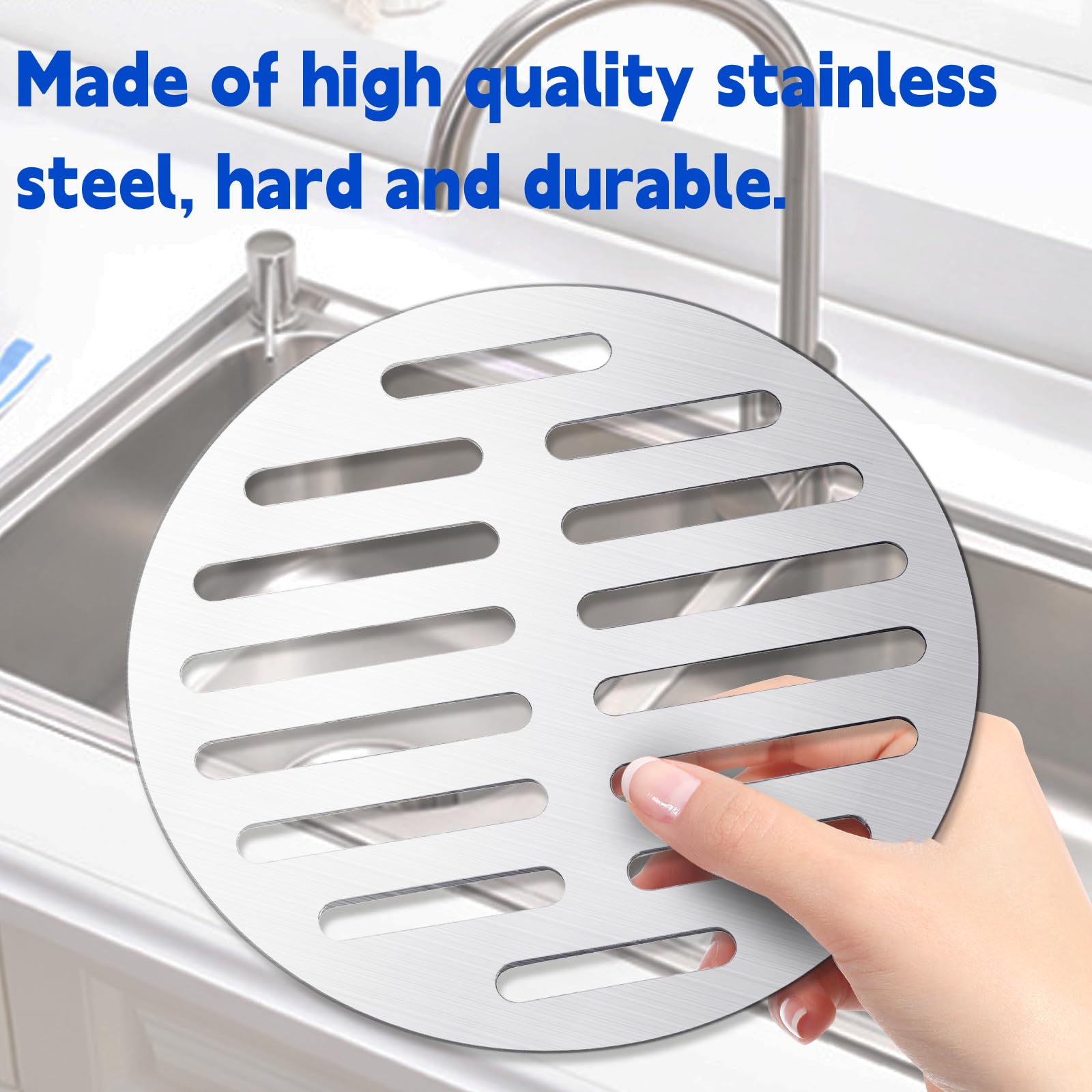 Vonty Stainless Steel Round Floor Drain Cover 6 Inch 14 Holes Silver Tone
