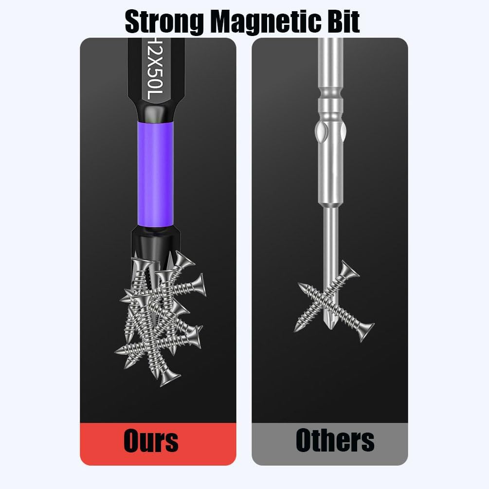 Upgraded High Hardness and Strong Magnetic Bit, Upgraded High Hardness and Strong Magnetic Bitboot, Aneedtools Magnetic Bits, Alloy Steel Impact Resistance and Non-slip Toothed Bits (2Sets)