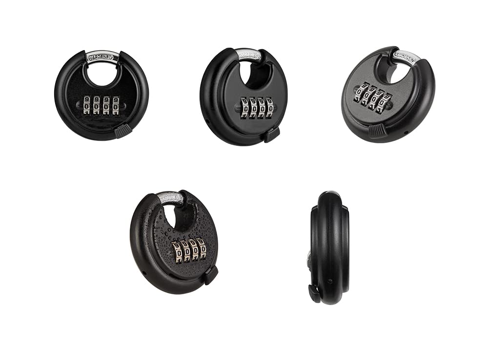 WULALACK 70mm Combination Discus Lock, Disc Padlock Combination for Garage, Outdoor Fence, Shed, Storage Unit, Trailer, 1 Pack